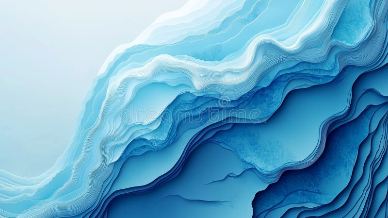 Three-dimensional Paper Waves with Varying Shades of Blue. Ideal for ...