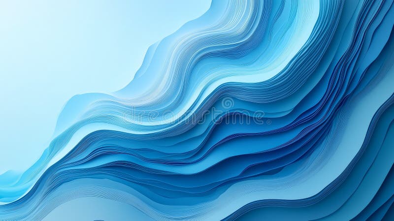 Three-dimensional Paper Waves with Varying Shades of Blue. Ideal for ...