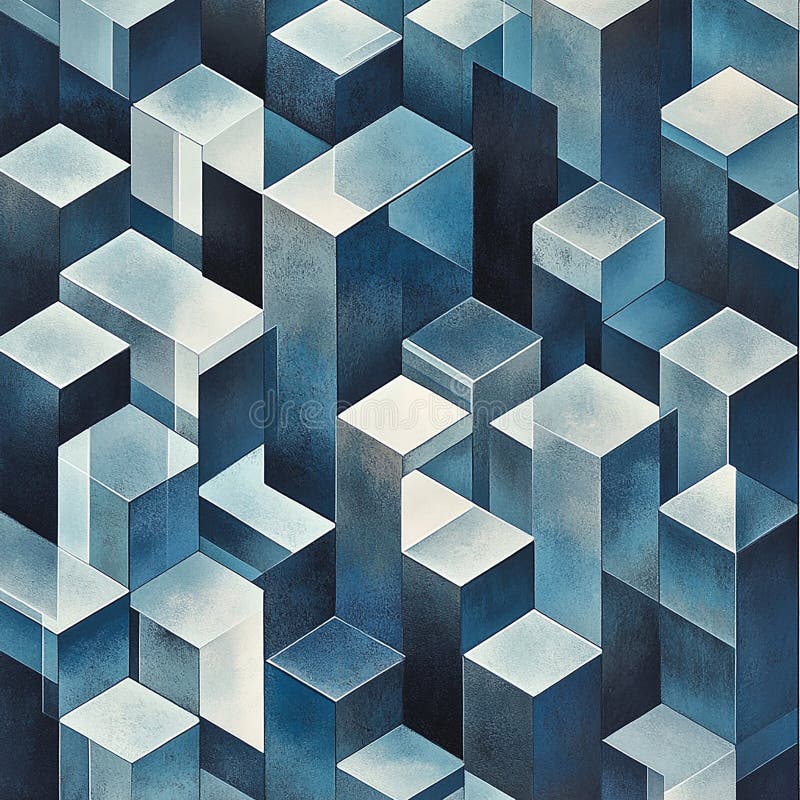 Isometric Cubes: a Three-Dimensional Pattern of Interlocking Cubes, Creating a Dynamic Geometric ...