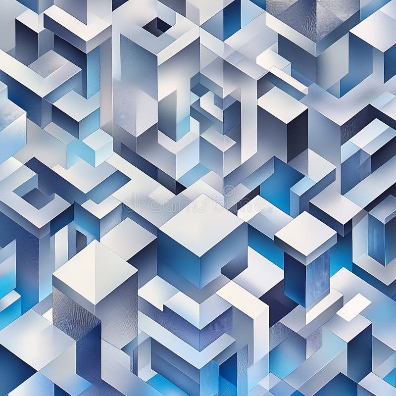 Isometric Cubes: a Three-Dimensional Pattern of Interlocking Cubes, Creating a Dynamic Geometric ...