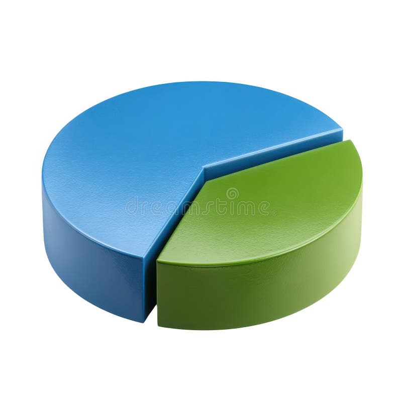 Three Dimensional Pie Chart with Blue and Green Segments Isolated on ...