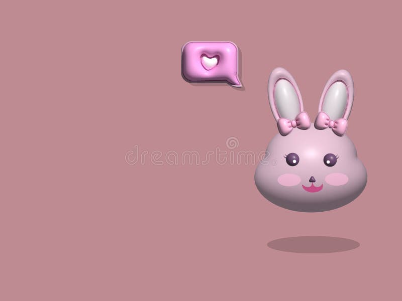 Three-dimensional Pink Rabbit on a Pink Background. Stock Vector ...