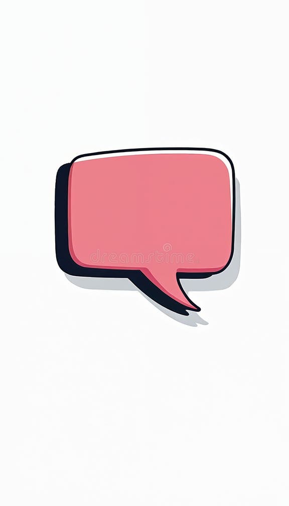 Three-dimensional Pink Speech Bubble Icon on White Background. Blank ...