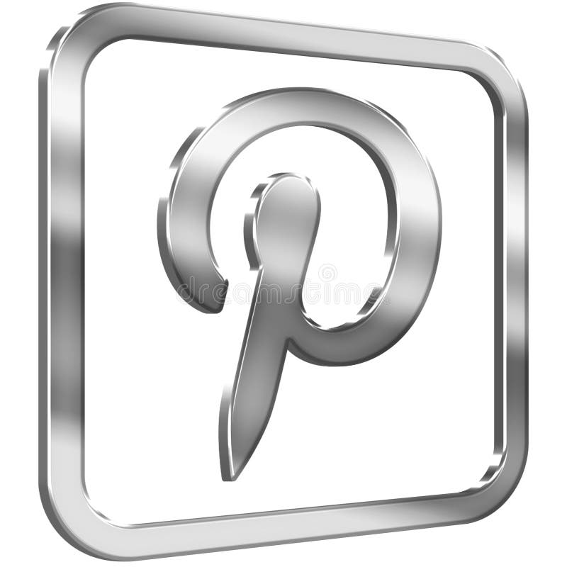 Pinterest 3D Icon with Silver Metallic Effect Social Media Logo ...