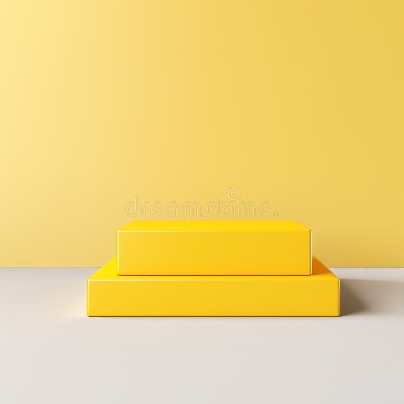 Three-dimensional Podium Presents the Yellow Prototype Product Stock ...