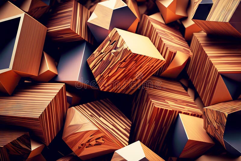 Three-dimensional Polished Wood Pieces Pattern Background 3d Render ...