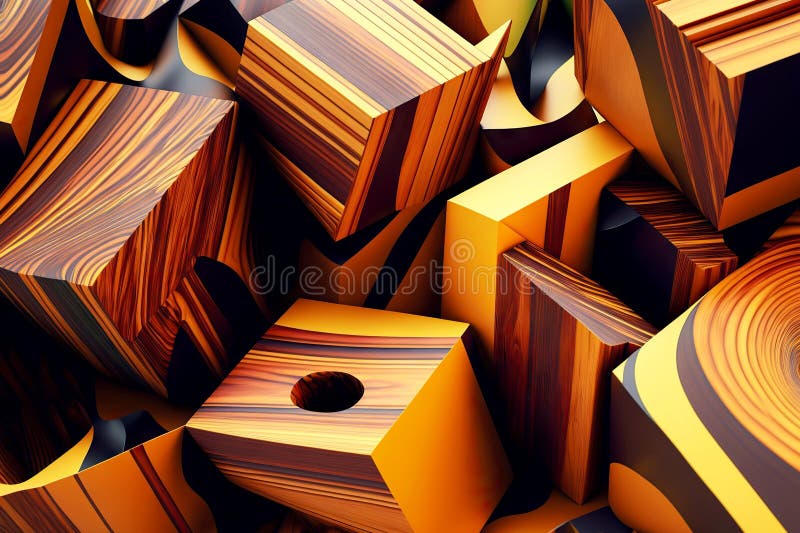 Three-dimensional Polished Wood Pieces Pattern Background 3d Render ...