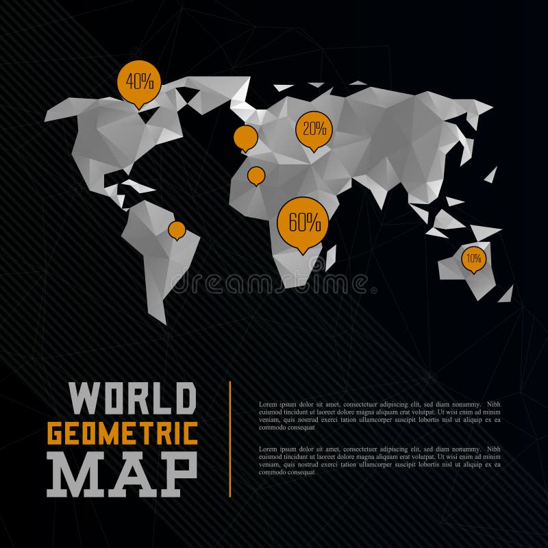 Three Dimensional Polygonal World Map and Stock Vector - Illustration ...
