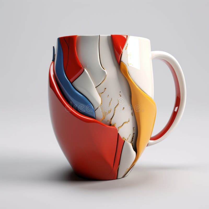 Colorful Layered Forms: a Unique 3d Mug with Realistic Details Stock ...