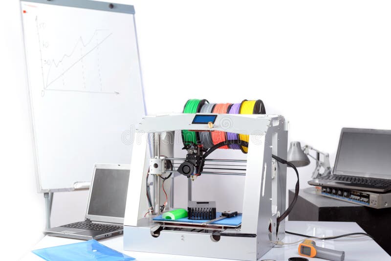 Three-dimensional Printer on the Table Stock Image - Image of creating ...