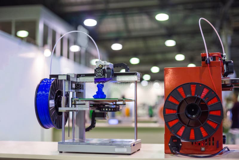 Three Dimensional Printing Machine Prints Physical 3D Model Stock Image ...