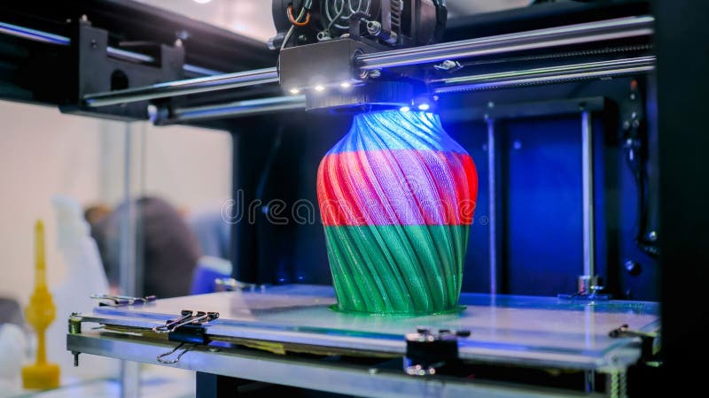 Three Dimensional Printing Machine Prints Physical 3D Model Stock Photo ...