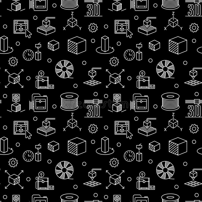 Three-Dimensional Printing Vector 3D Print Concept Linear Seamless ...