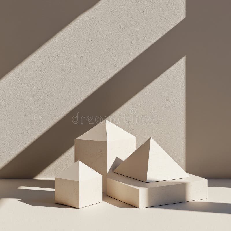 Three-dimensional Prism Pyramid Rectangular Cube Objects on Gray ...