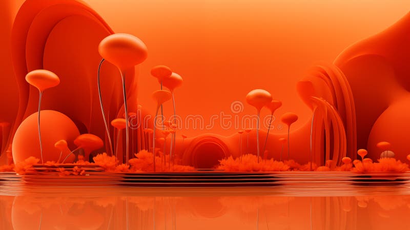 Three-dimensional Product Display Space Orange Color Stock Illustration ...