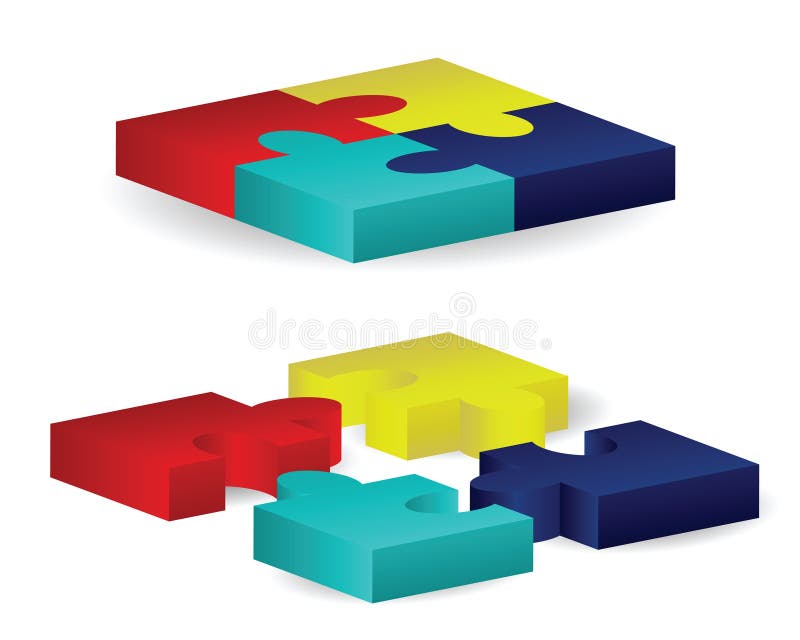 Three-Dimensional Puzzle Blocks Stock Vector - Illustration of ...