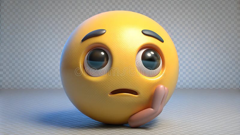 Three-dimensional Puzzled Thinking Face Emoji with Questioning ...
