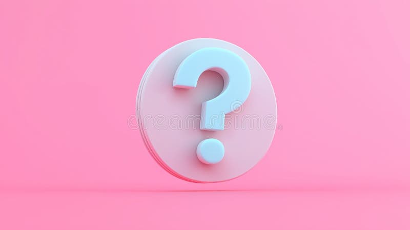 A Minimalistic 3D Question Mark Icon Balanced on a Pink Background ...