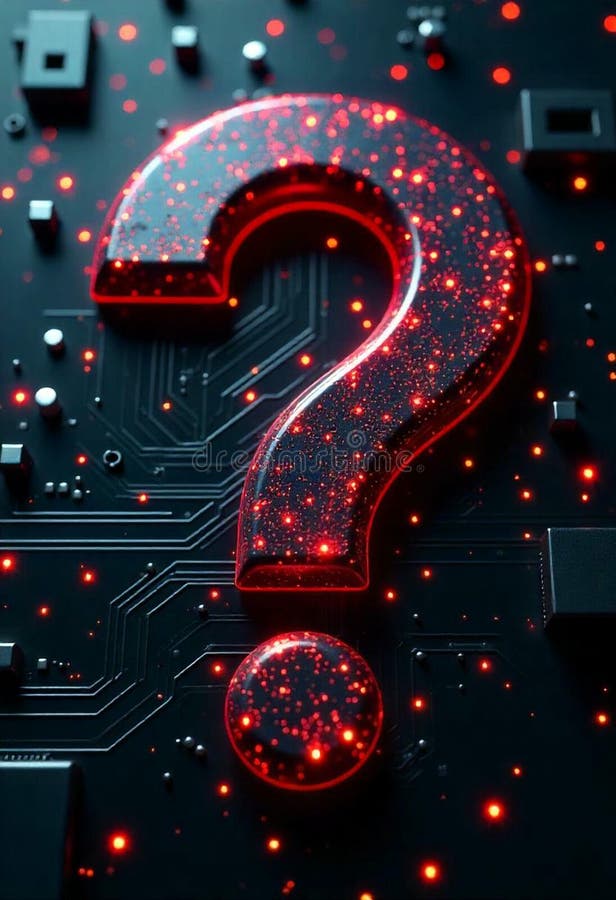 A Three-dimensional Question Mark is Integrated into a Computer Circuit ...