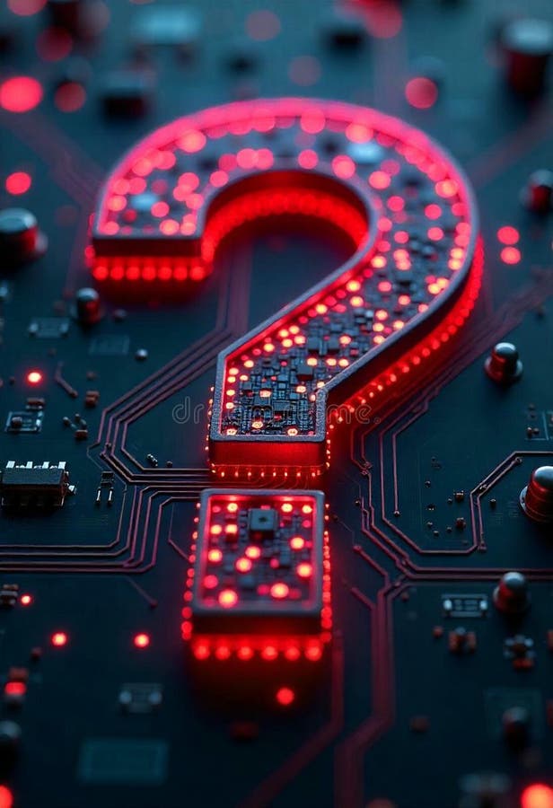 A Three-dimensional Question Mark is Integrated into a Computer Circuit ...