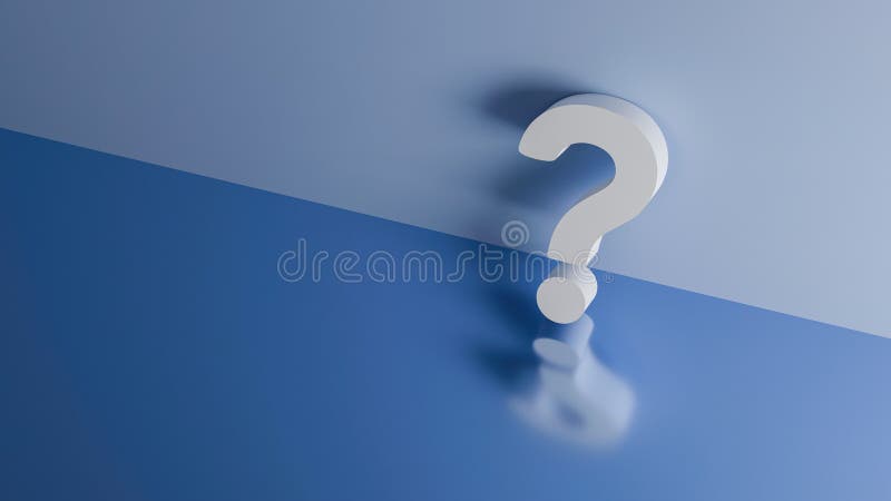 A Three-dimensional Question Mark Leaning Against a Blue Wall Stock ...