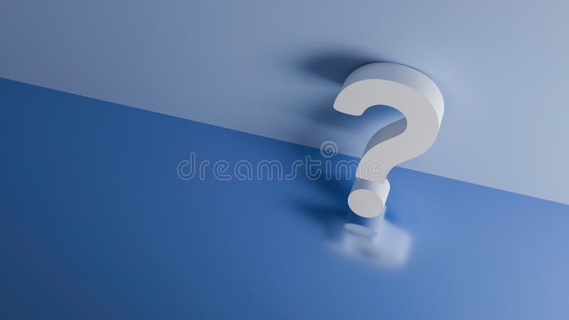 A Three-dimensional Question Mark Leaning Against a Blue Wall Stock ...