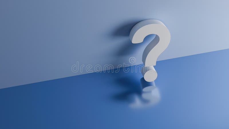 A Three-dimensional Question Mark Leaning Against a Blue Wall Stock ...