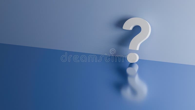 A Three-dimensional Question Mark Leaning Against a Blue Wall Stock ...