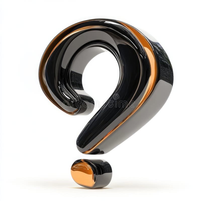 Glossy Black and Gold Question Mark 3D Render Stock Illustration ...