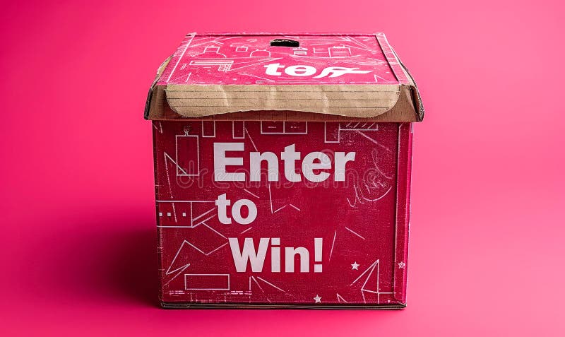 Three Dimensional Red Contest Entry Box with Bold White Enter To Win ...