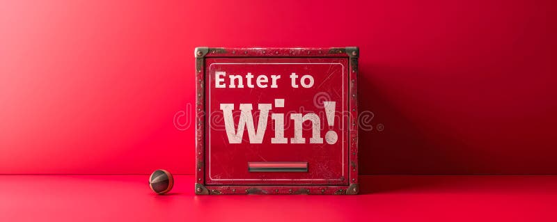 Three Dimensional Red Contest Entry Box with Bold White Enter To Win ...