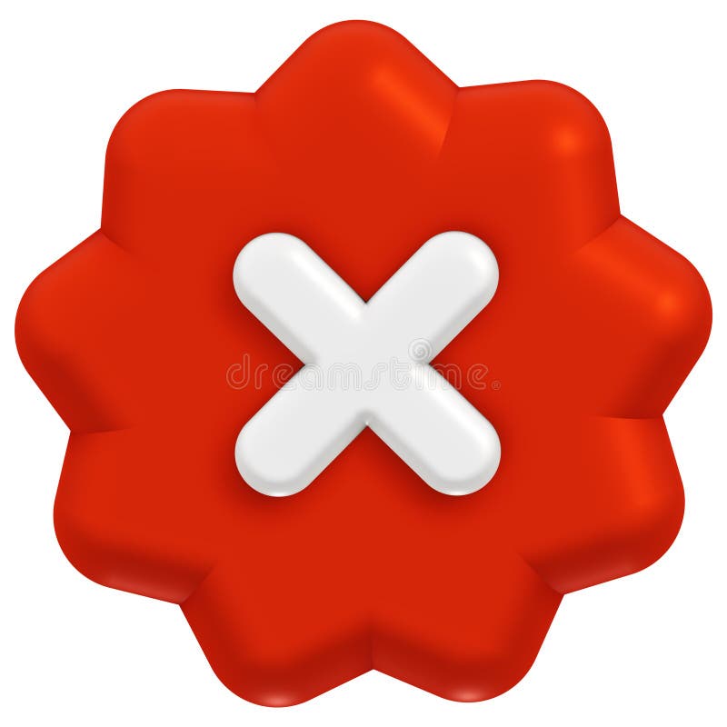 Three-dimensional Red Cross Mark Signifying Rejection and Disapproval ...
