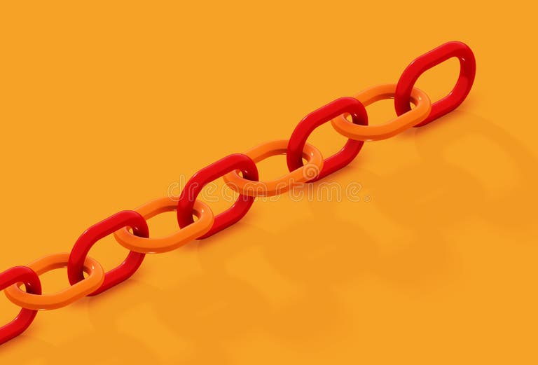 Three-dimensional Red and Orange Chain on Bright Background Stock ...
