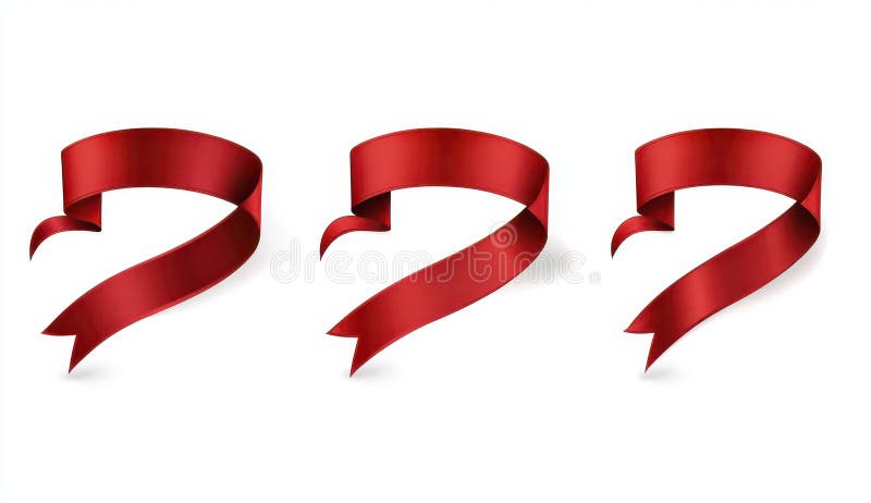 Three Dimensional Red Satin Ribbons on White Background Stock ...