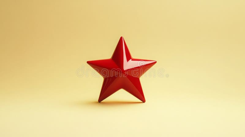 Bright Red Star Shape on Soft Yellow Background, Creating Simple and ...