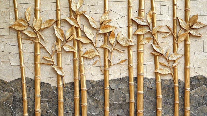 Three-dimensional Relief of Bamboo Leaves and Shoots Stock Photo ...