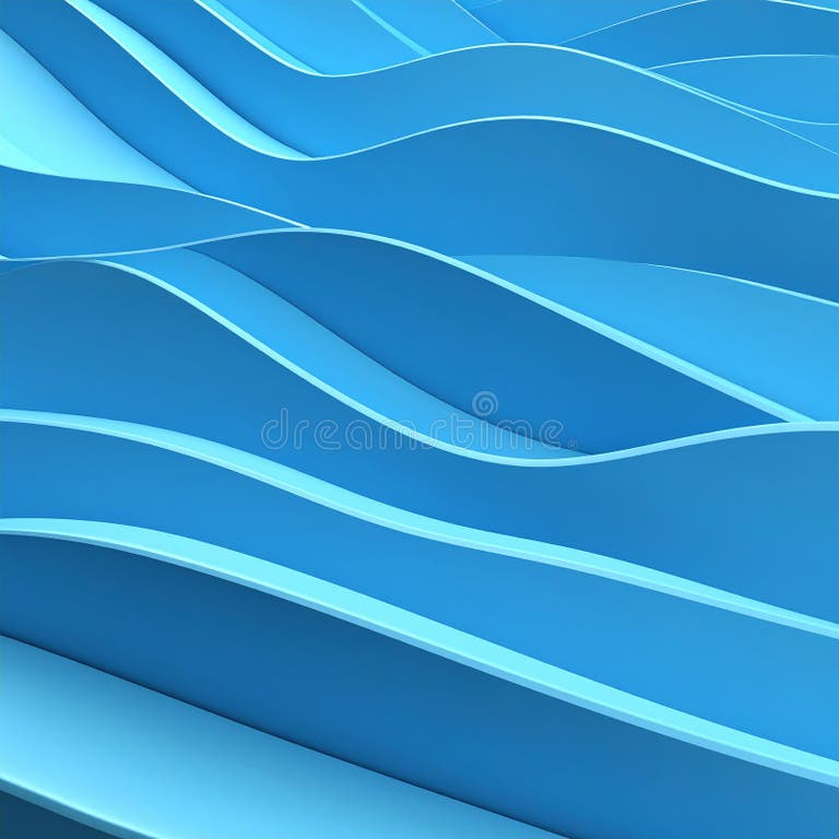 Three Dimensional Render of Blue Wavy Pattern. Stock Illustration ...