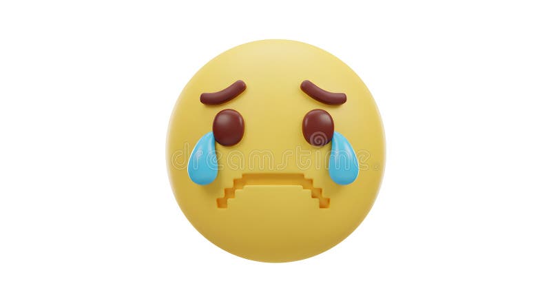 Three-Dimensional Render of a Crying Emoji Icon Isolated on White ...