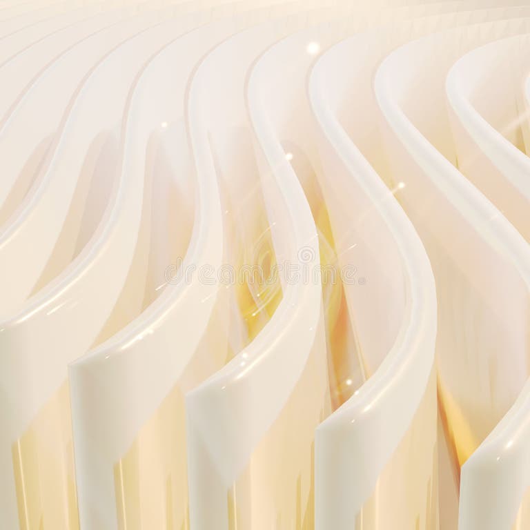 Three Dimensional Render of Delicate Beige Wavy Wallpaper, 3D Abstract ...