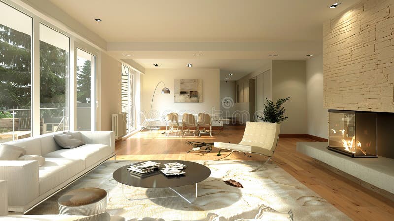 Three Dimensional Render of Living Room Stock Illustration ...