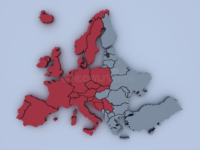 Three-dimensional Render of a Map with the Countries of Europe in ...