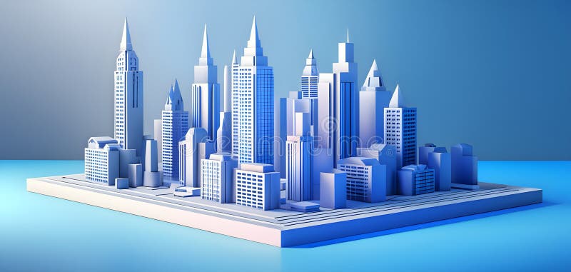 Three Dimensional Render of a Model of a Modern City Stock Illustration ...