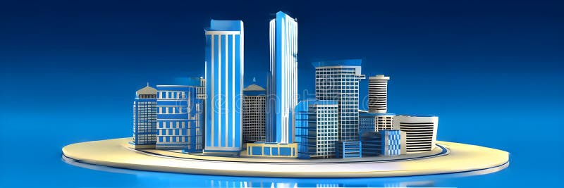 Three Dimensional Render of a Model of a Modern City Stock Illustration ...