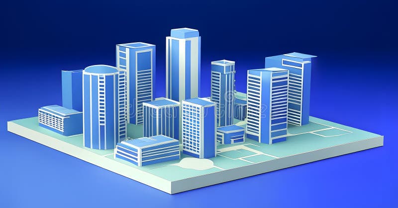 Three Dimensional Render of a Model of a Modern City Stock Illustration ...