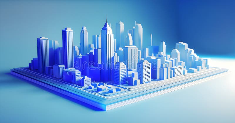 Three Dimensional Render of a Model of a Modern City Stock Illustration ...