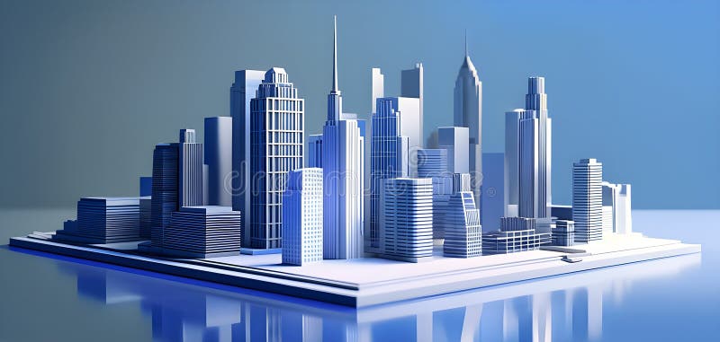 Three Dimensional Render of a Model of a Modern City Stock Illustration ...