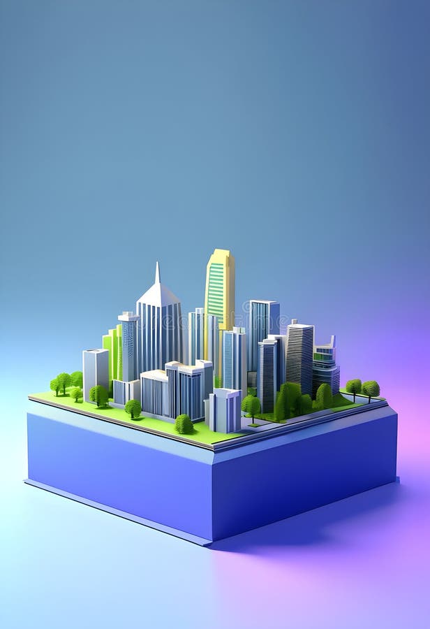 Three Dimensional Render of a Model of a Modern City Stock Illustration ...