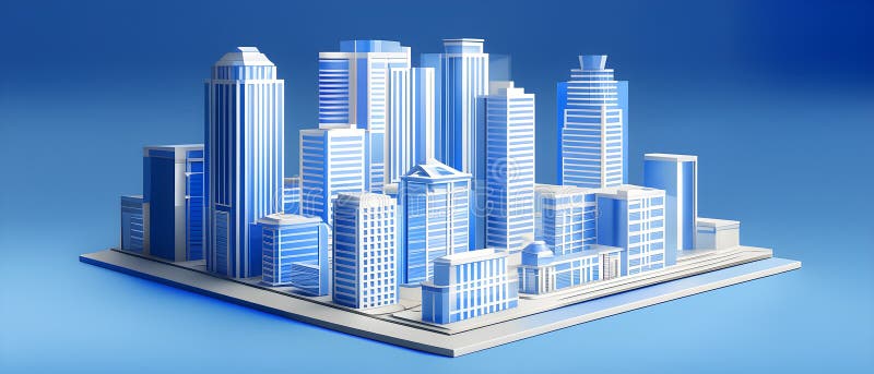 Three Dimensional Render of a Model of a Modern City Stock Illustration ...