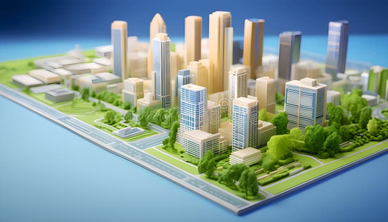 Three Dimensional Render of a Model of a Modern City Stock Illustration ...