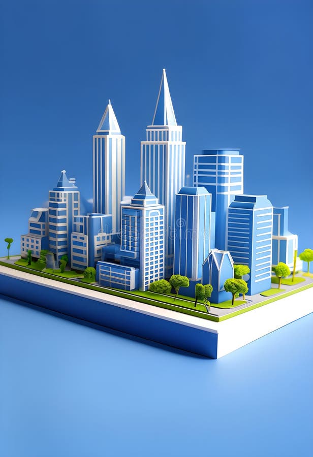 Three Dimensional Render of a Model of a Modern City Stock Illustration ...